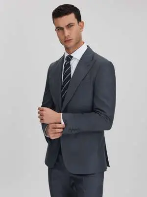 REISS Humble Slim Fit Single Breasted Wool Blazer - Airforce Blue
