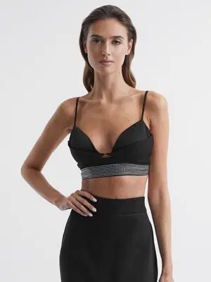 REISS Beth Embellished Bra Top
