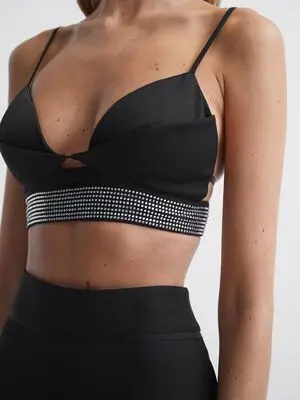 REISS Beth Embellished Bra Top