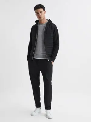 REISS Taylor Hybrid Zip-through Quilted Hooded Jacket