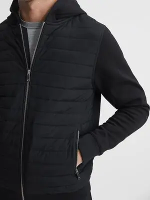 REISS Taylor Hybrid Zip-through Quilted Hooded Jacket