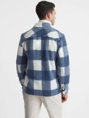 REISS Scott Brushed Check Overshirt