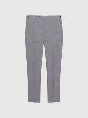 REISS Squad Linen Dogtooth Trousers