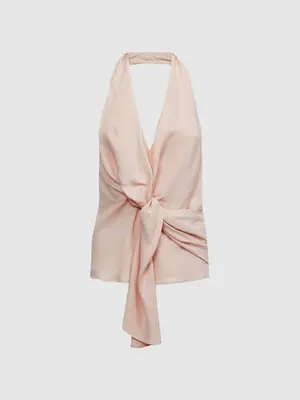 REISS Freda Tie Halter-neck Blouse