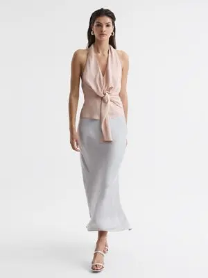 REISS Freda Tie Halter-neck Blouse