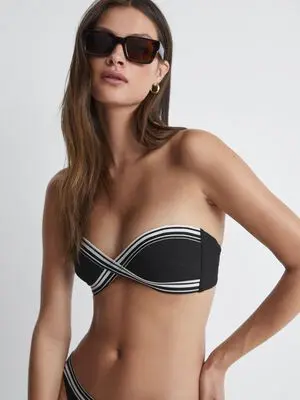 REISS Raven Colourblock Bandeau Bikini Top