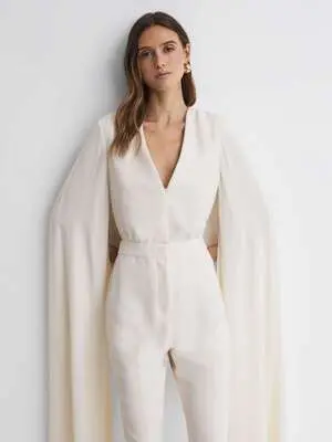 REISS Olivia Cape Sleeve Jumpsuit