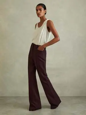 REISS Gabi Flared Suit Trousers - Berry