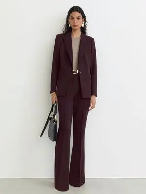 REISS Gabi Petite Flared Suit Trousers - Berry