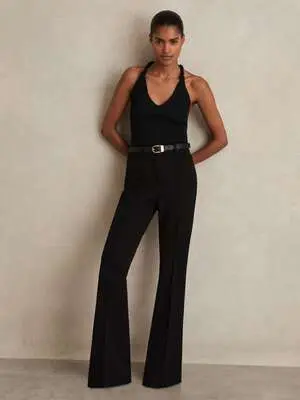 REISS Gabi Flared Suit Trousers - Black