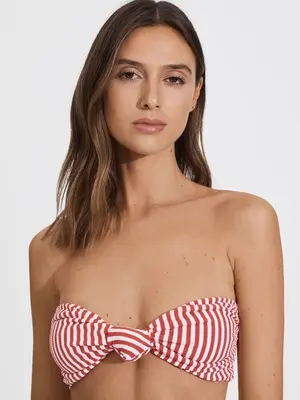 FELLA Hunter Bandeau Bikini Top - Red Stripe