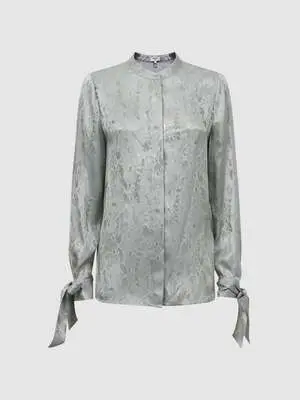 REISS Palma Metallic Tie-detailed Blouse