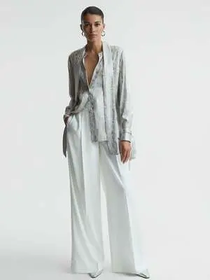 REISS Palma Metallic Tie-detailed Blouse