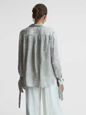 REISS Palma Metallic Tie-detailed Blouse