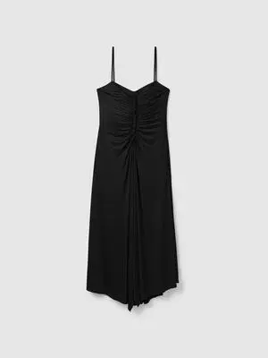 Halston Ruched Jersey Midi Dress