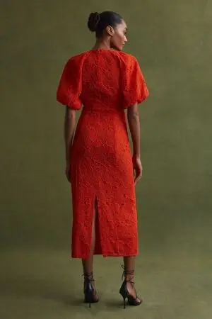 knee length dresses for ladies Pink Midi Dress - Liberty Flutter Sleeve Lace - Size 0 to 12 main image 1