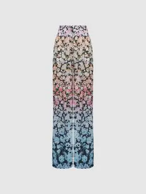 REISS Serena Floral Print Wide Leg Trousers