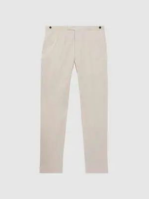 REISS Craft Slim Fit Cotton-linen Check Trousers