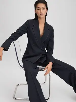 REISS Raven Wool-blend Denim Look Blazer