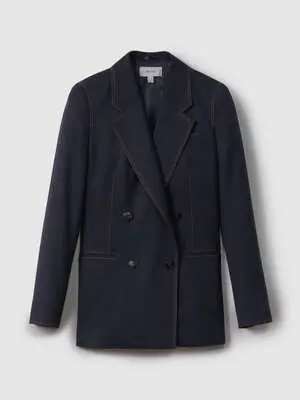 REISS Raven Wool-blend Denim Look Blazer
