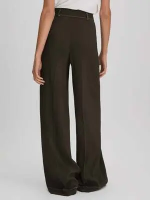 REISS Kylie Petite Contrast Stitch Wide Leg Trousers