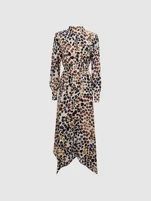 REISS Lira Animal Print Midi Dress