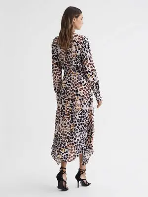 REISS Lira Animal Print Midi Dress