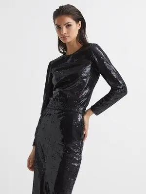 REISS Sequin Top