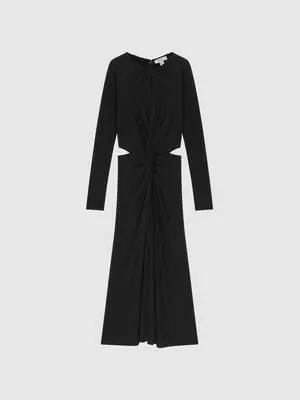 REISS Faye Twist Cut-out Midi Dress