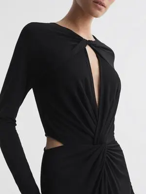REISS Faye Twist Cut-out Midi Dress