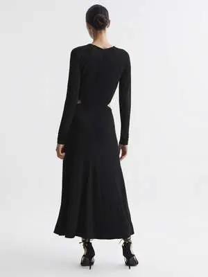 REISS Faye Twist Cut-out Midi Dress