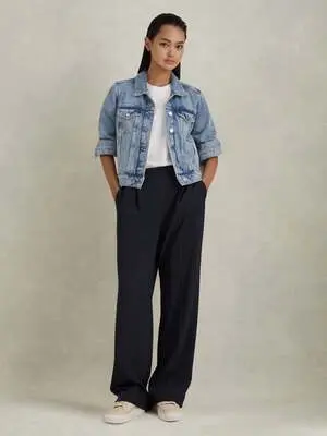REISS Eden Petite Trousers - Navy