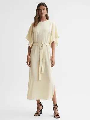 REISS Louise Cape-sleeve Midi Dress