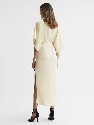 REISS Louise Cape-sleeve Midi Dress