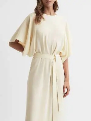 REISS Louise Cape-sleeve Midi Dress