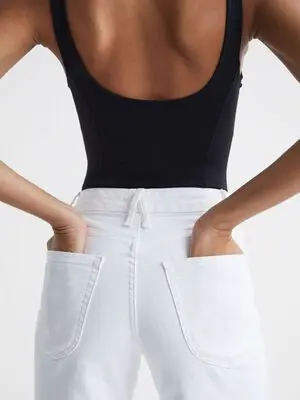 Good American Good Waist Palazzo Jeans - White