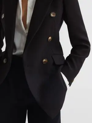REISS Laura Petite Double-breasted Twill Blazer