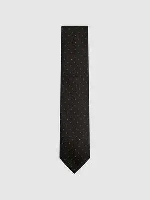 REISS Reiss Liam Polka Dot Silk Neck Tie Black