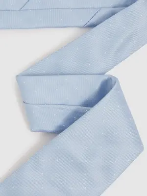 REISS Liam Polka Dot Silk Neck Tie - Light Blue