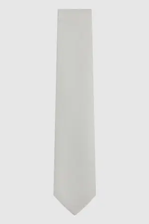 REISS Reiss Liam Polka Dot Silk Neck Tie Silver