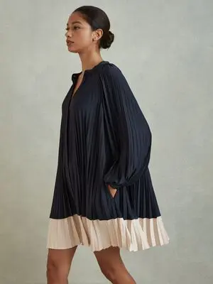 REISS Gabby Pleated Mini Dress