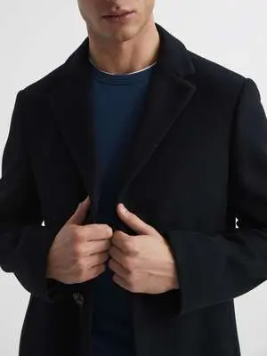 REISS Gable Single Breasted Overcoat - Black