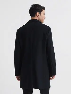 REISS Gable Single Breasted Overcoat - Black