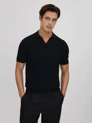 REISS Mickey Textured Modal Blend Open Collar Shirt