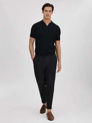 REISS Mickey Textured Modal Blend Open Collar Shirt
