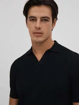 REISS Mickey Textured Modal Blend Open Collar Shirt