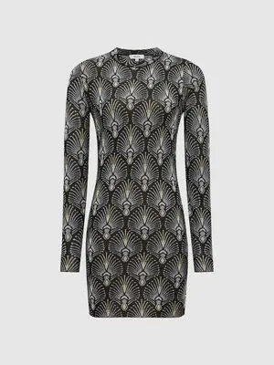 REISS Annie Metallic Jacquard Mini Dress