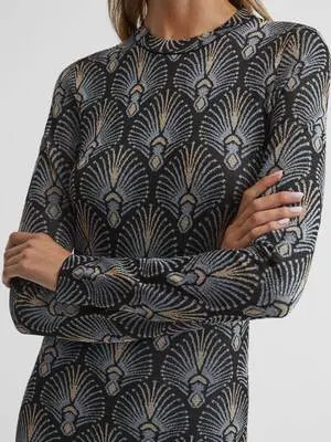REISS Annie Metallic Jacquard Mini Dress