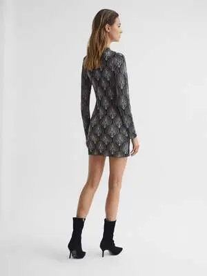 REISS Annie Metallic Jacquard Mini Dress