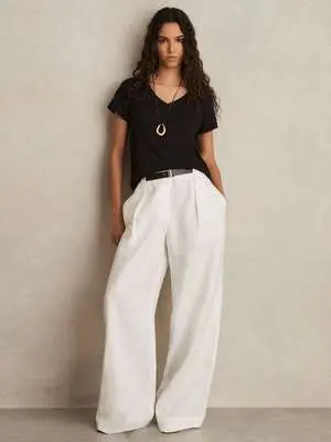 REISS Luana Cotton-jersey V-neck T-shirt
